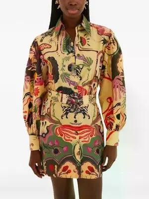 Farm Rio Printed Belted Dress Neutrals