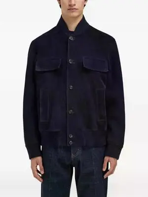 FERRAGAMO Long-sleeve Suede Bomber Jacket