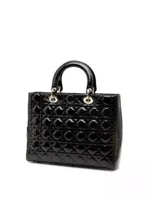 Dior 2011 Large Patent Cannage Lady Satchel - Black