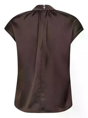 BLANCA VITA Gathered-collar Top - Brown