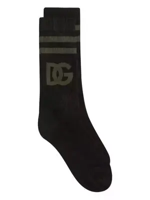 Dolce & Gabbana Logo Striped Socks - Black