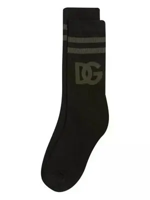 Dolce & Gabbana Logo Striped Socks - Black