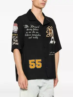 Amiri Varsity Patch Oversized Camp Shirt - Black
