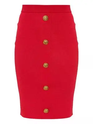 Balmain Button Mini Skirt - Red