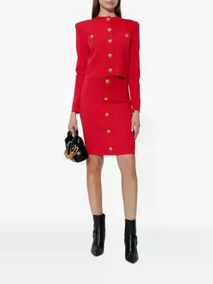Balmain Button Mini Skirt - Red