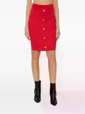Balmain Button Mini Skirt - Red