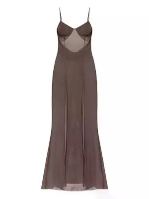Bond Eye Mesh Slit Maxi Dress