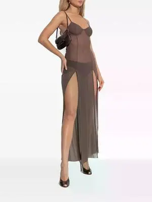 Bond Eye Mesh Slit Maxi Dress