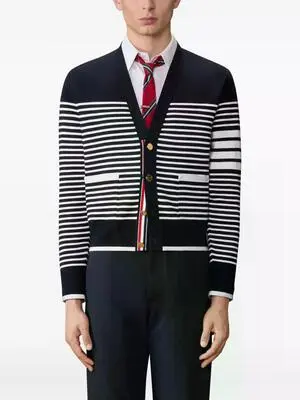 Thom Browne Striped V-neck Cardigan