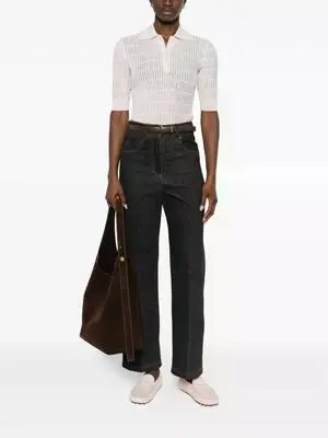 Max Mara Ribbed Knit Polo Shirt