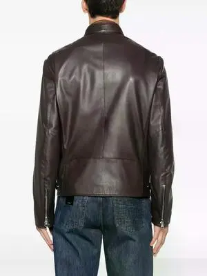 Tagliatore Leather Zip-up Jacket - Brown