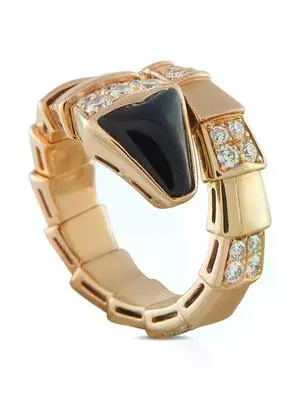 BVLGARI Serpenti Viper Diamond And Onyx Ring - Pink
