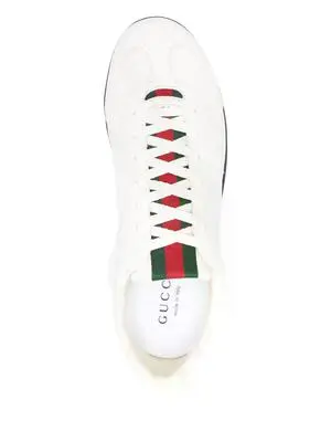 Gucci Leather Sneakers With Web Detail