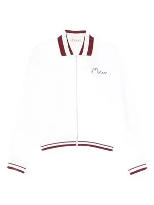 Marni Embroidered Zip-up Sweater - White