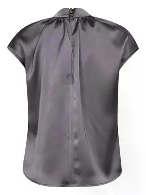 BLANCA VITA Gathered Stand-collar Top