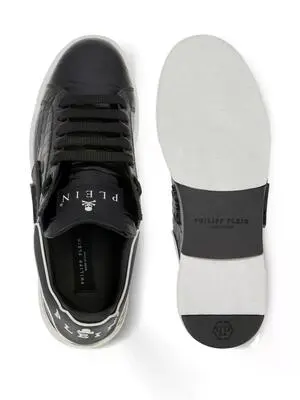Philipp Plein Phantom Kick$ Cocco Embossed Low-top Sneakers - Black