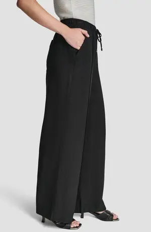 Dkny Woven Drawstring Flared Pants - Black