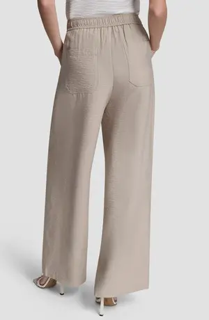 Dkny Woven Drawstring Flared Pants - Pebble