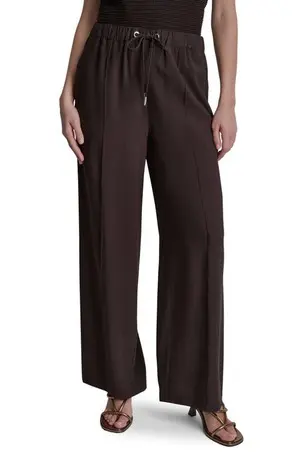 Dkny Woven Drawstring Flared Pants - Tobacco