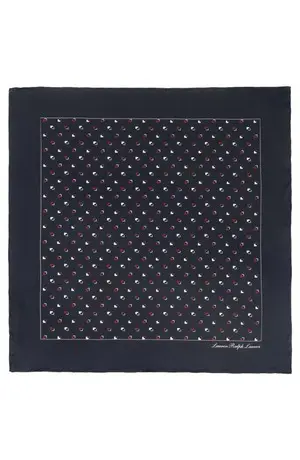 Ralph Lauren Horse Bit Print Square Silk Scarf - Navy/cream