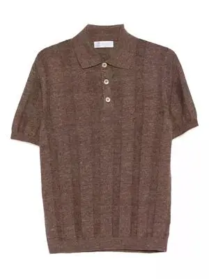 Brunello Cucinelli Ribbed Polo Shirt - Brown