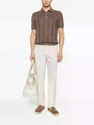 Brunello Cucinelli Ribbed Polo Shirt - Brown