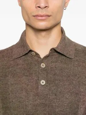 Brunello Cucinelli Ribbed Polo Shirt - Brown