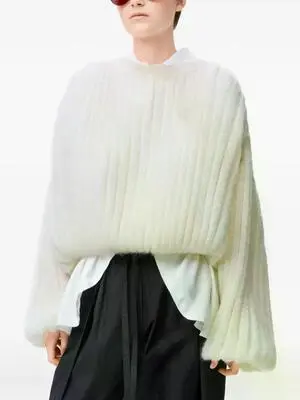 Loewe Balloon-Sleeve Sweater Neutrals