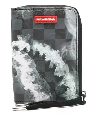 SPRAYGROUND Checkerboard Print Zip Wallet - Grey