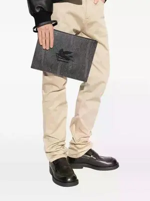 Etro Logo-detail Clutch Bag - Grey