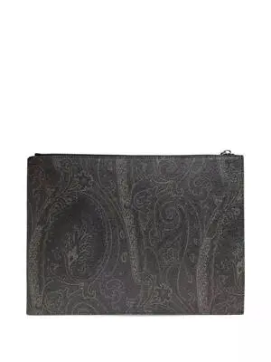 Etro Logo-detail Clutch Bag - Grey