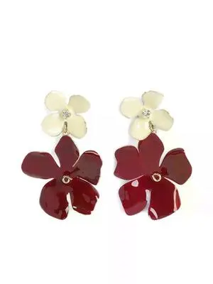 Marni Flower Drop Earrings - Red