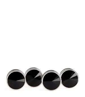 BABETTE WASSERMAN LONDON Rhodium-plated Galileo Stud Cufflinks - Black