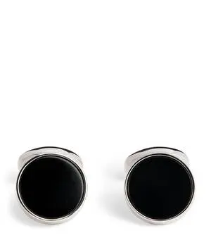 BABETTE WASSERMAN LONDON Rhodium-plated Deco Onyx Cufflinks - Black