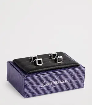 BABETTE WASSERMAN LONDON Rhodium-plated Celtic Onyx Cufflinks Set