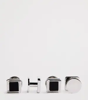 BABETTE WASSERMAN LONDON Rhodium-plated Celtic Onyx Cufflinks Set