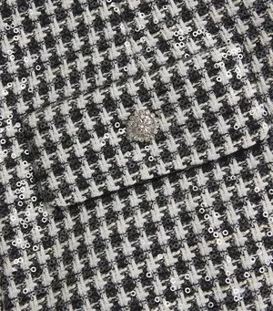 Sandro Tweed Houndstooth Sequined Shorts - Black
