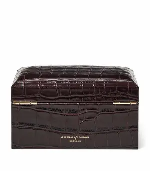ASPINAL OF LONDON Leather Croc-embossed Watch And Cufflinks Box