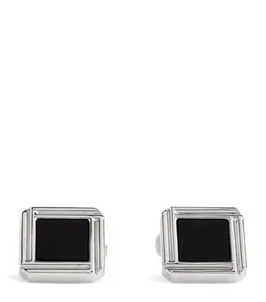 BABETTE WASSERMAN LONDON Rhodium-plated Celtic Onyx Cufflinks - Silver