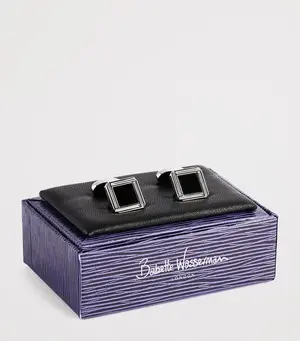 BABETTE WASSERMAN LONDON Rhodium-plated Celtic Onyx Cufflinks