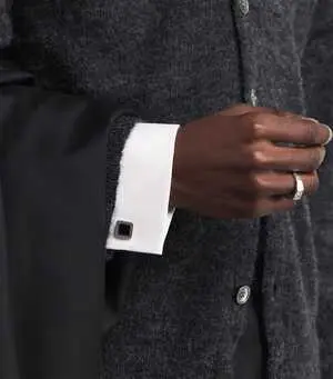 BABETTE WASSERMAN LONDON Rhodium-plated Celtic Onyx Cufflinks