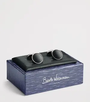 BABETTE WASSERMAN LONDON Rhodium-plated Deco Onyx Cufflinks