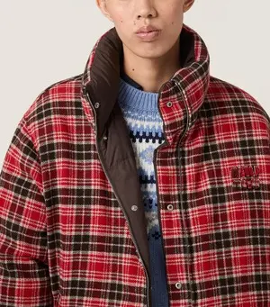 Miu Miu Technical Pongé Down Reversible Jacket - Red