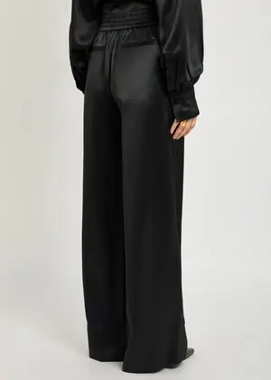 JOSEPH Straight-leg Satin Trousers - Black