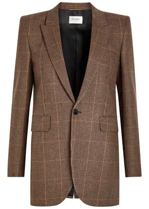 Saint Laurent Houndstooth Wool And Cashmere-blend Blazer