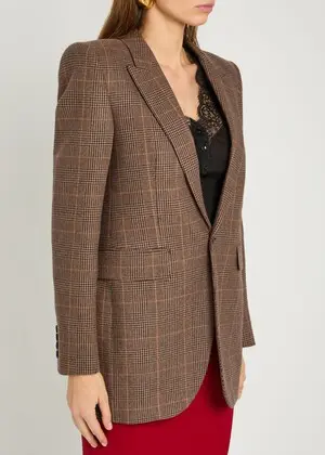 Saint Laurent Houndstooth Wool And Cashmere-blend Blazer