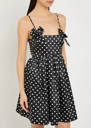 GANNI Polka-dot Stretch-satin Mini Dress
