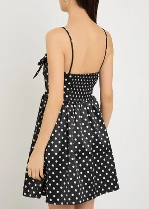 GANNI Polka-dot Stretch-satin Mini Dress