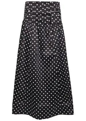 GANNI Polka Dot Satin Maxi Skirt