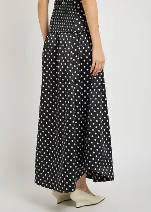 GANNI Polka Dot Satin Maxi Skirt